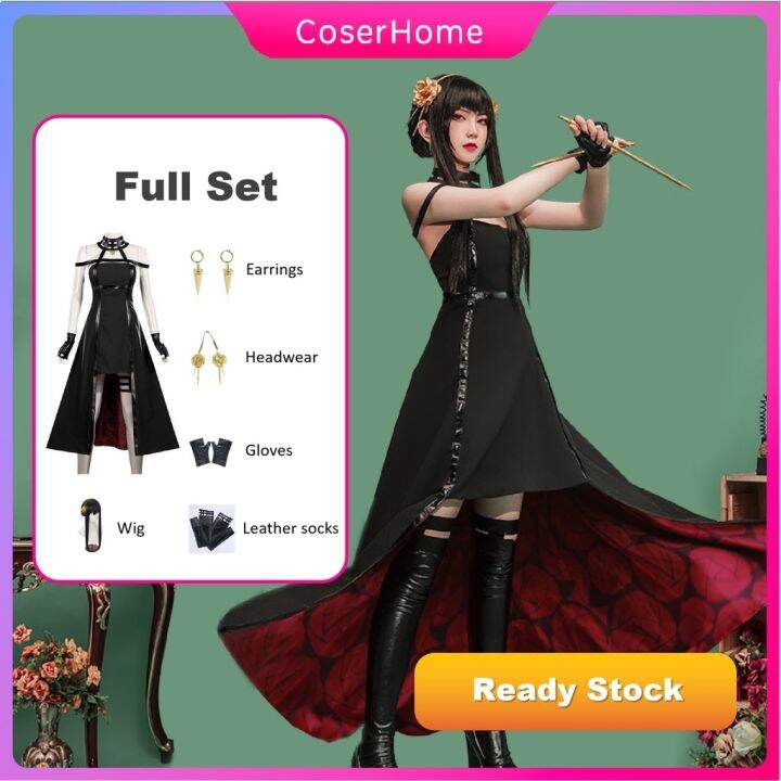 Spy X Family Cosplay Yor Forger Costume Black Dress Set Halloween ...