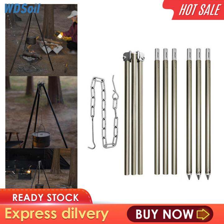 WDSoil Camping Tripod Cooking Pot Grill Tool Triangle Stand for ...