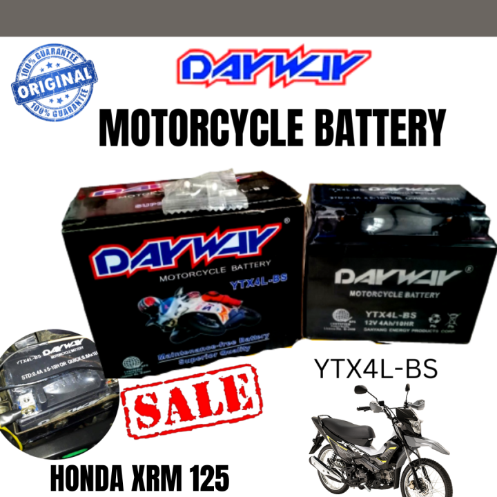 DAYWAY MOTORCYCLE BATTERY FOR HONDA XRM 125 | YTX4L-BS MOTOR BATTERY ...