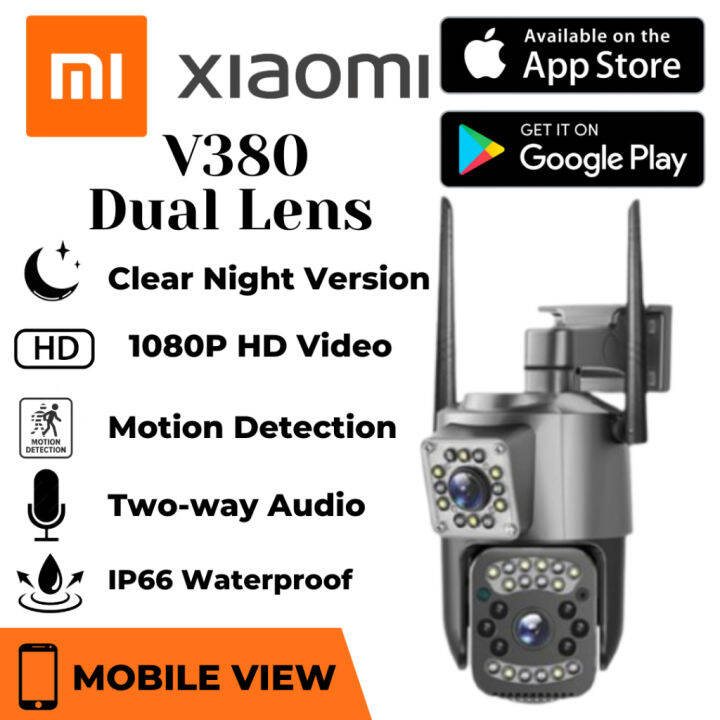 CCTV V380 Pro Dual Lens Wifi Sim Card CCTV Dual Lens 10X Zoom Outdoor Security Camera Night ...