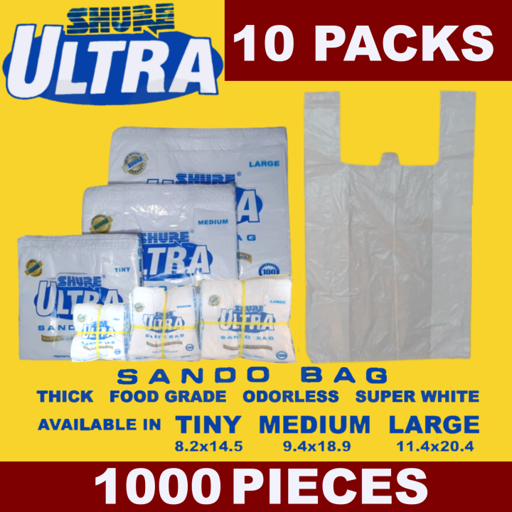 [1 Bundle - 1000 pieces] SHURE ULTRA PLASTIC SANDO BAG [WHITE] TINY ...