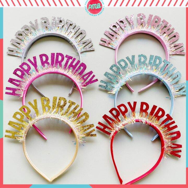 Bando Happy Birthday Gliter Rumbai Bando gliter Pesta Ulang Tahun Bando ...