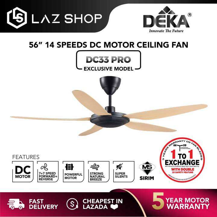 DEKA 56'' 5-Blade 14 Speed DC Motor Ceiling Fan w Remote Control | DC33 ...