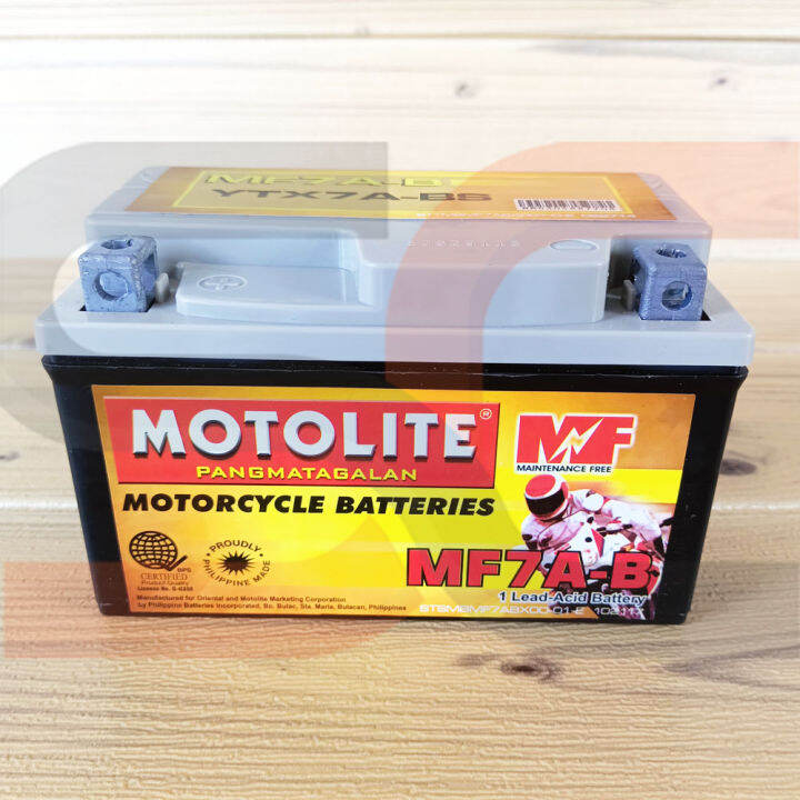 Motolite MF7A-B Maintenance Free Motorcycle Battery YTX7A-BS MF7A MF7 ...