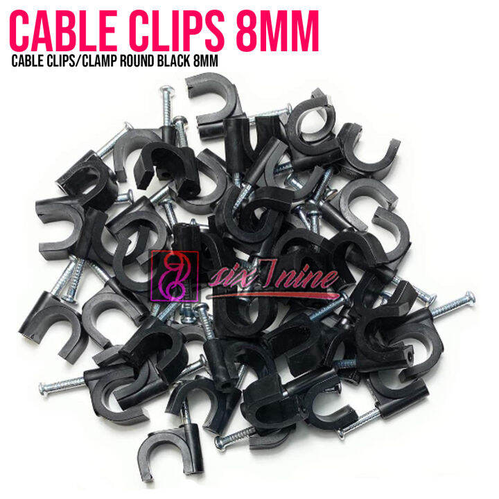 8MM Cable Clips PVC Clamp Round (Black) | Lazada PH