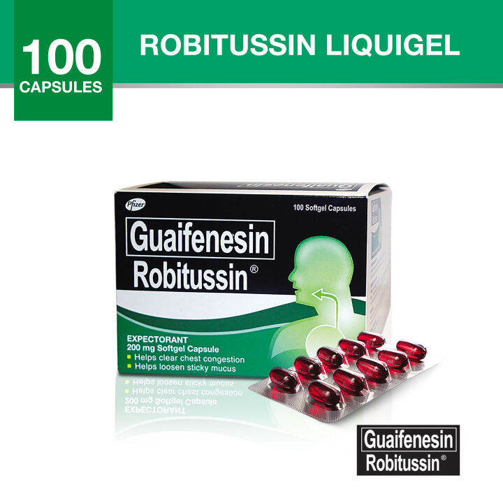 Robitussin Liqui-gel Guaifenesin 100s Helps Fight Cough with Sticky ...