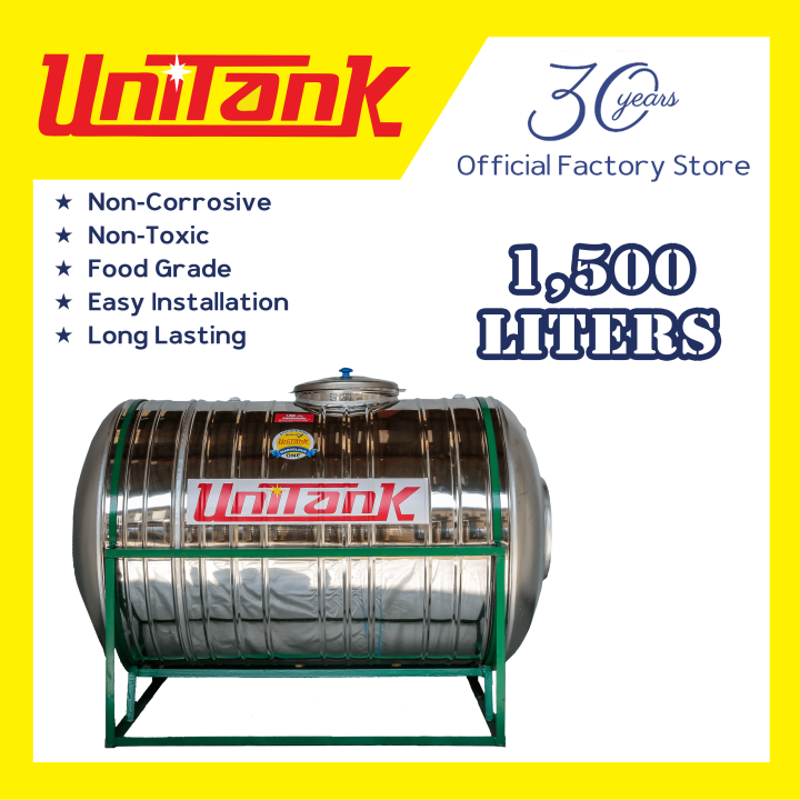Unitank Horizontal Stainless Steel Water Tank - 1,500 Liters | Lazada PH