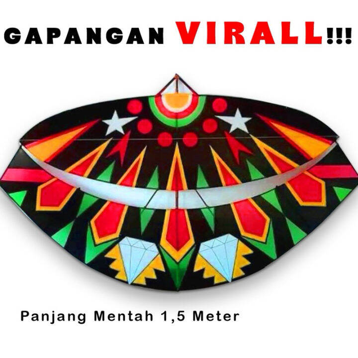 Layanga Gapangan Pegon Layangan 1 meter 1.5 meter layang Pegon Ceper Hanya Rangka Rakit Sendiri ...