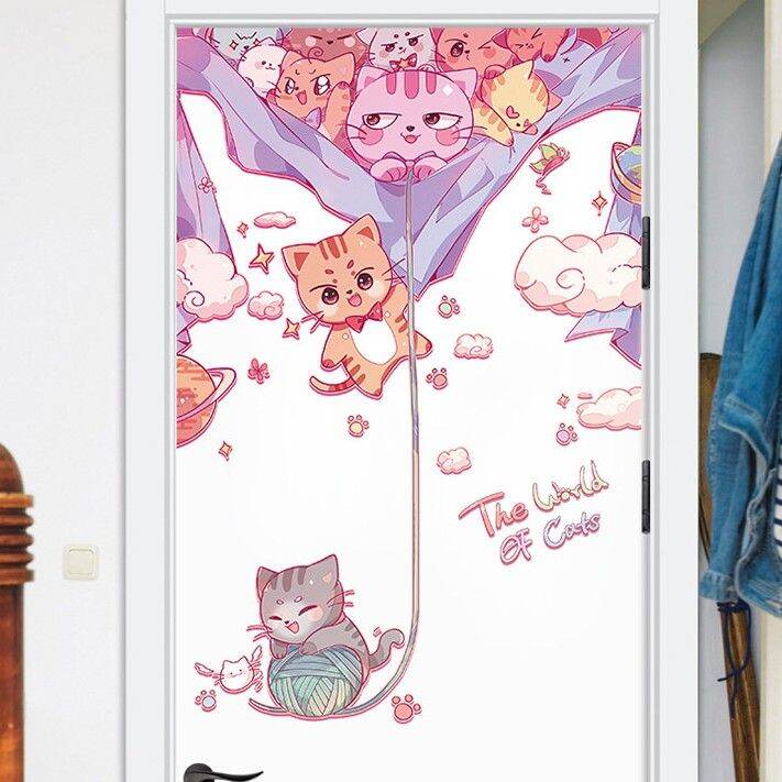 Acil Wall Sticker The World Of Cats Stiker Dinding LDR Kucing Ungu ...