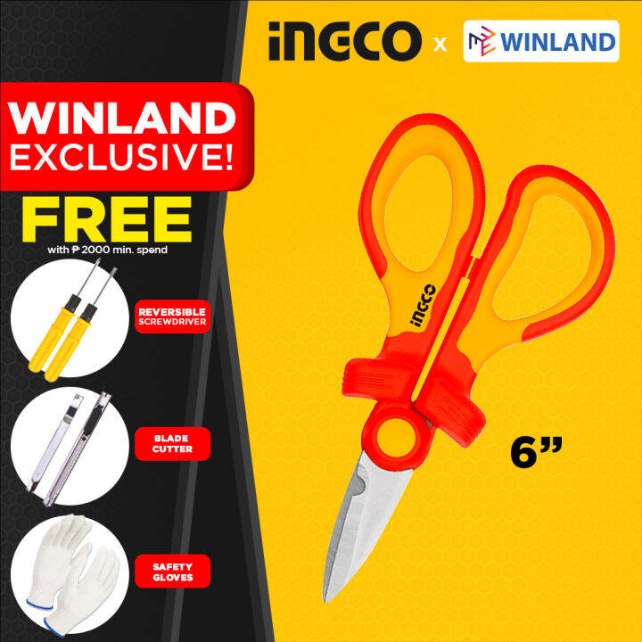 INGCO by Winland Insulated 1000V Scissors with Stainless Steel Blade ...