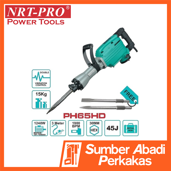 NRT-PRO PH65 HD Mesin Bor Bobok Jack Hammer Demolition Drill Beton Tembok Impact PH 65 HD PH65HD ...