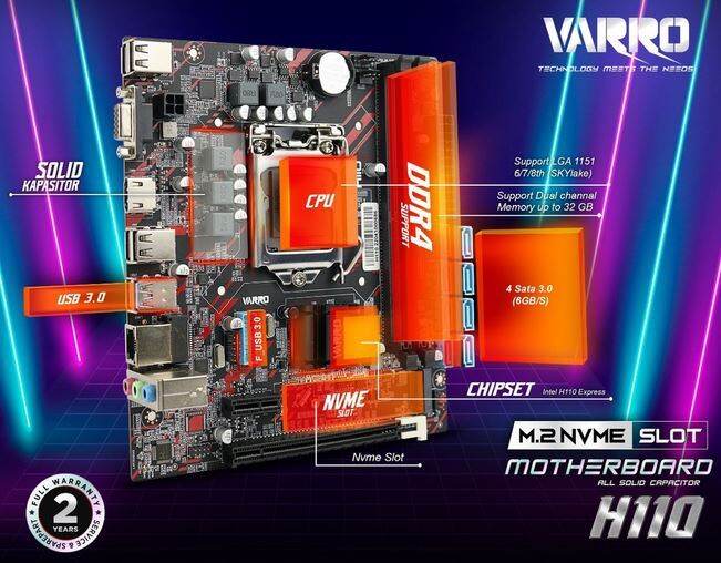 MOTHERBOARD VARRO H110-R4 PRIME SOCKET 1151 DDR4 | Lazada Indonesia