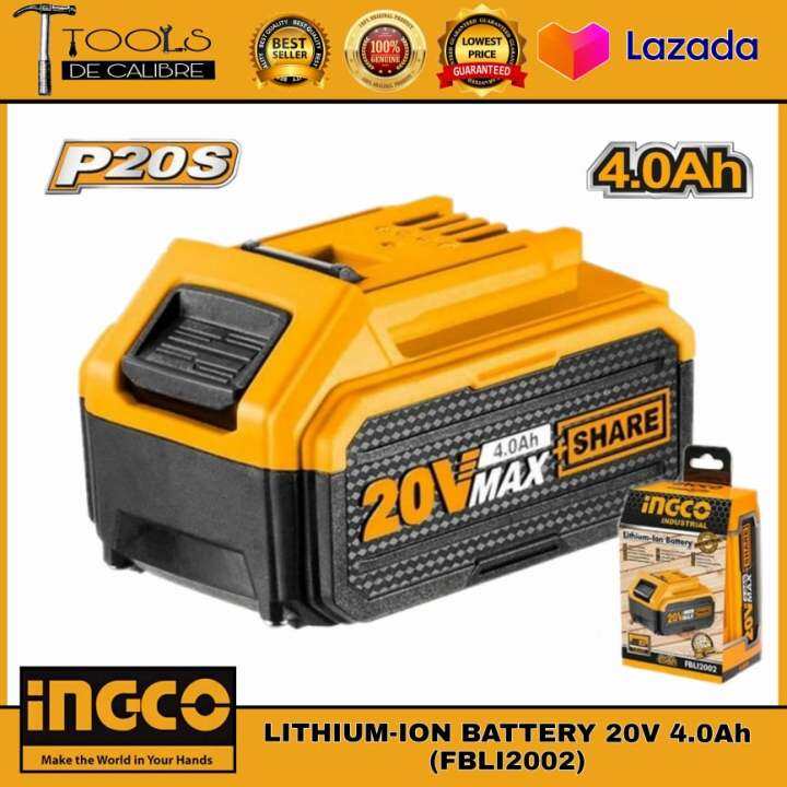 INGCO ORIGINAL Lithium-Ion Battery 20V 4.0Ah (FBLI2002) | Lazada PH