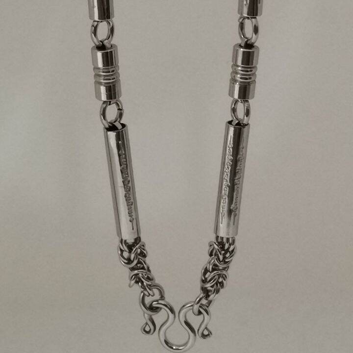 5mm Thickness Stainless Steel Five line Scripture Amulet Necklace L70cm ...