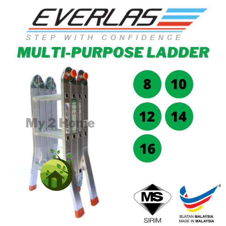 [Original 150KG] Everlas YMPRH14 14 Steps Multi purpose Ladder / Tangga ...