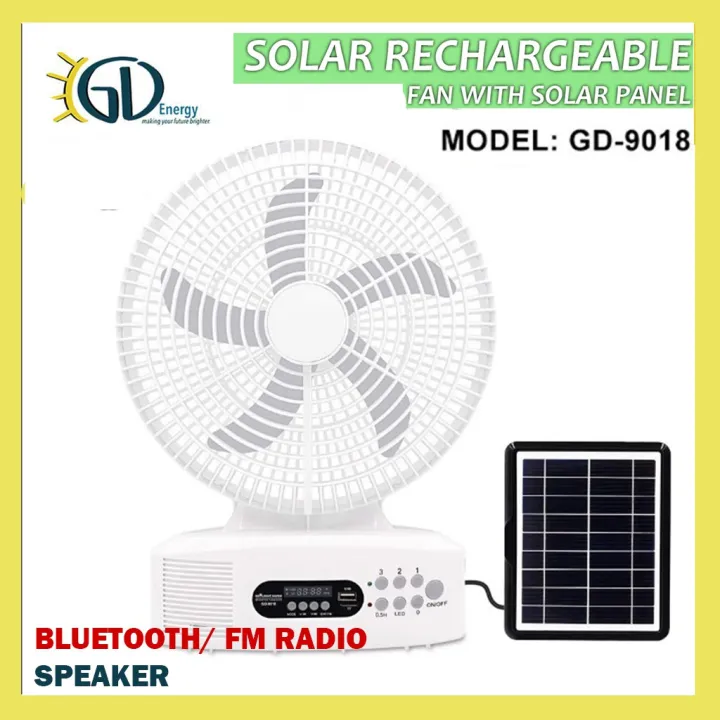 GD Energy Solar Fan Solar Rechargeable Fan GD 9018 with Fm Radio ...