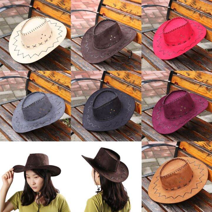 【COD & Ready Stock】Womens Mens Hat Wild West Fancy Cowgirl Cowboy Hats ...