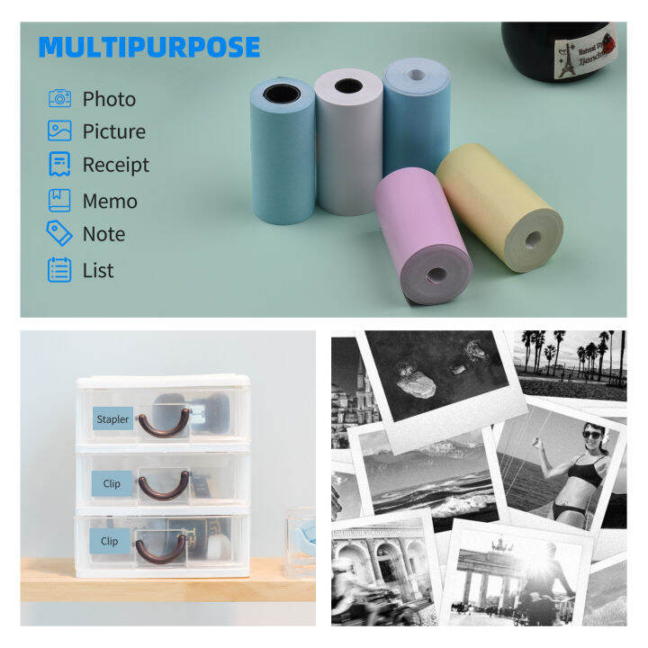 Mini Printer Paper Printable Color Sticker Paper Roll Thermal Paper ...