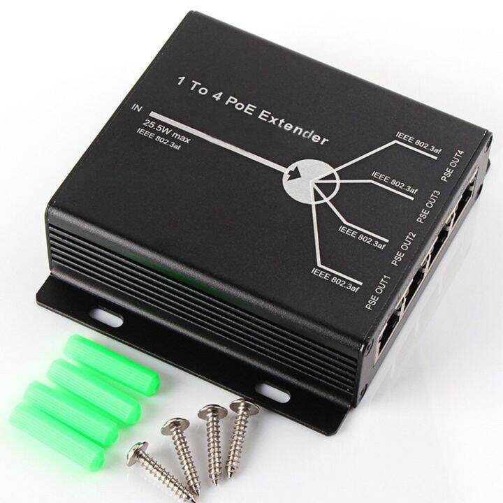4 Port POE Extender IEEE802.3af Extend 120m Transmission for IP Camera ...