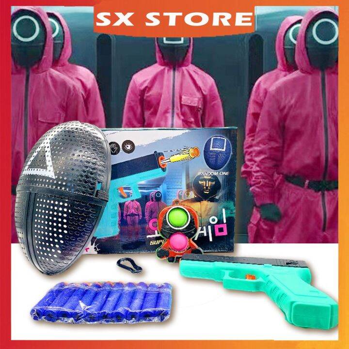 Squid game kids toy gun mini outdoor game nerf gun toy soft bullet boys ...