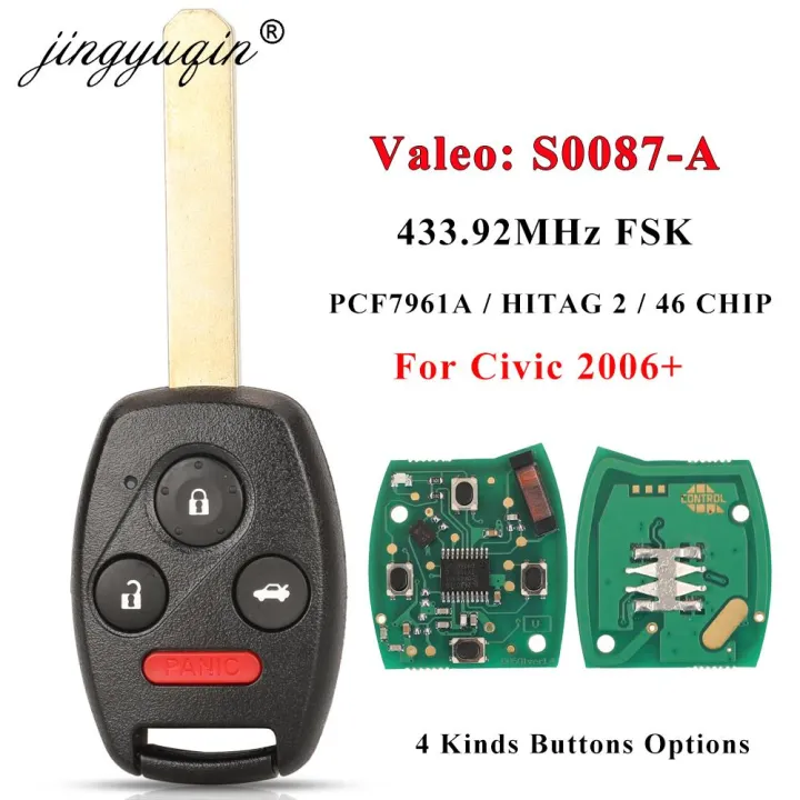 N5F-S0087-A Remote Car Key 433Mhz ID46 Chip For Honda Civic 2006 2007 ...