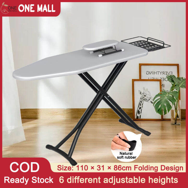 Ironing Board with Stand Heavy Duty Frame Folding Design 6 Heights ...