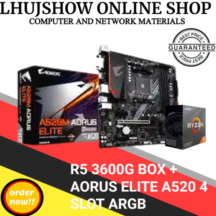 AMDA RYZEN 5 3600G + AORUS ELITE A520M 4 SLOT ARGB, ASROCK B550M PRO 4 ...