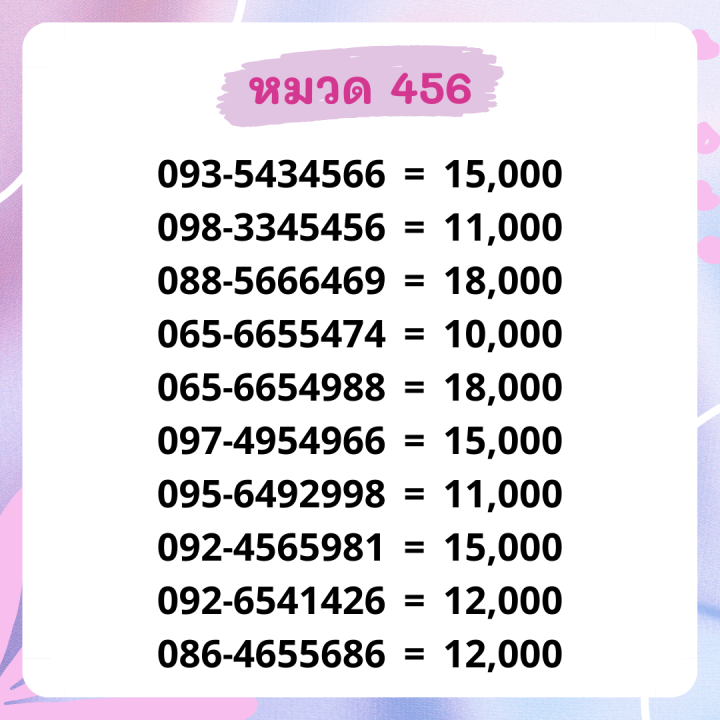 เบอร์มงคล 456 เบอร์สวย เบอร์สลับ เบอร์สวย เบอร์มงคล เบอร์ vip เบอร์ตอง ...