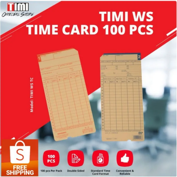 Timi WS Time Card Kad Rekod Kehadiran - 100 Keping per Paket- Kad ...