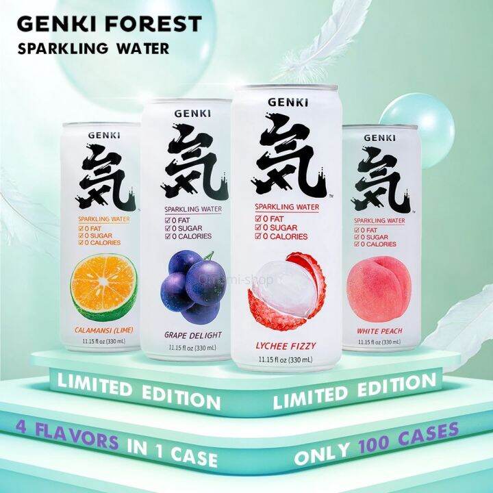 พร้อมส่ง! โซดากลิ่นผลไม้ Genki Forest Sparkling water 1กระป๋อง/330ml.มีหลายรสชาติ ซ่าสดชื่น 0แคล ...