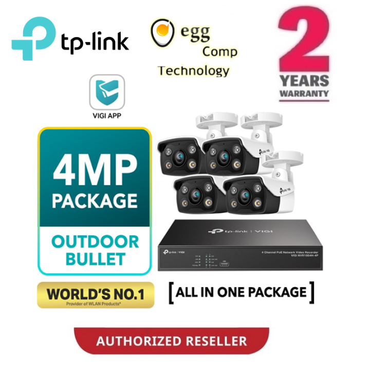 TP-Link 4MP AI CCTV Full Color IP Network Camera VIGI C340&C440 With PoE NVR NVR1004-4P ALL IN ...