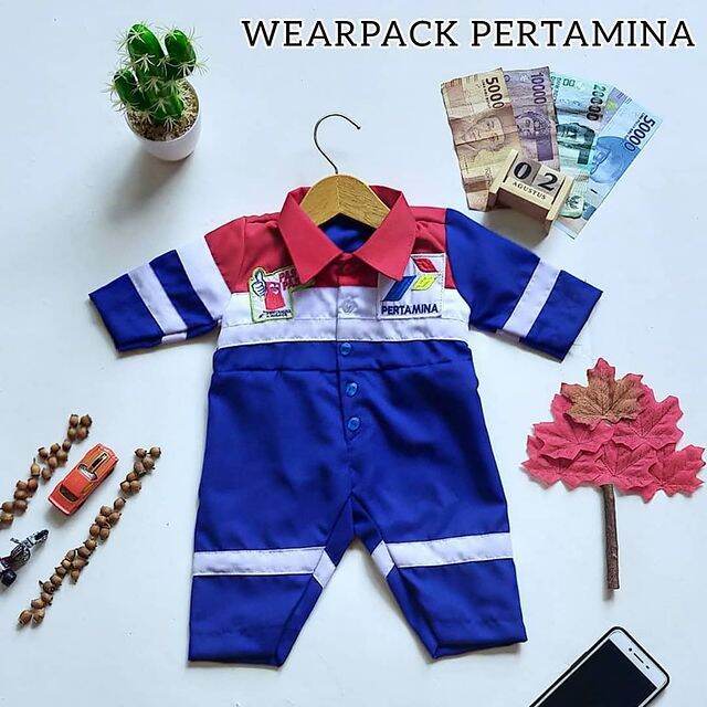 WEARPACK PERTAMINA KOSTUM FOTO BAYI NEWBORN COVERALL PERTAMINA BAJU ...