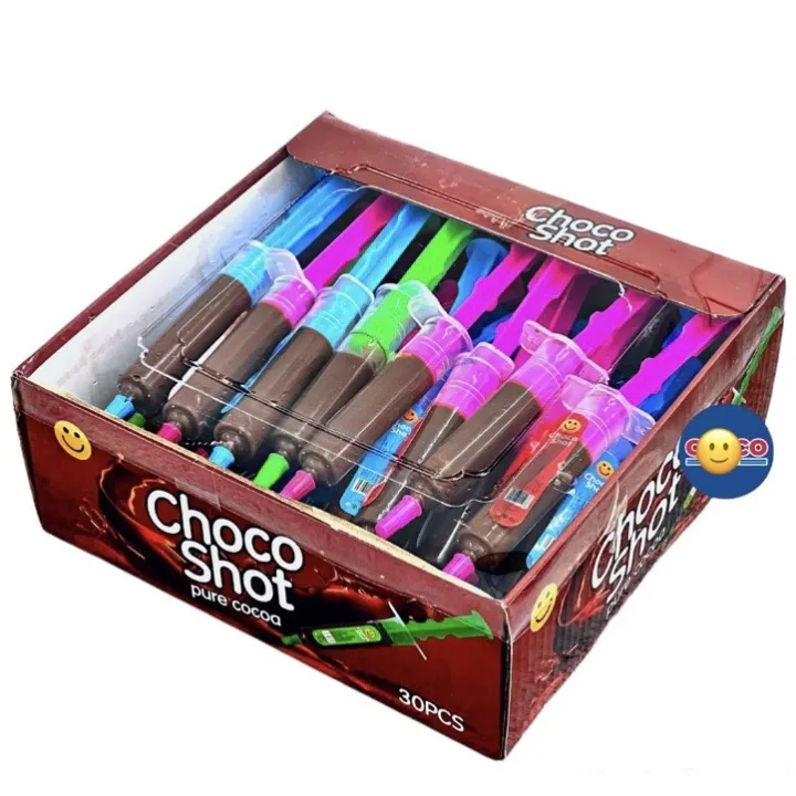 💉Choco Shot pure cocoa โกโก้ ช็อกโกแลตเข็มฉีดยา 8g x 30pcs | Lazada.co.th