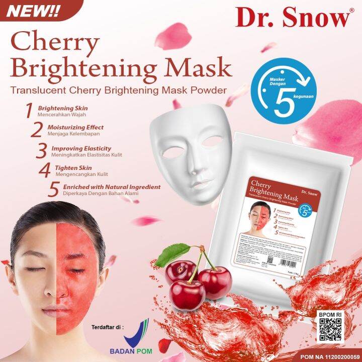 DR. SNOW Translucent Cherry Brightening Mask Powder (Masker Wajah ...