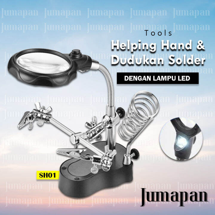 Penjepit PCB Dudukan Solder Kaca Pembesar Alat Pegangan Helping Hand ...