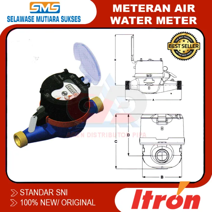 Water Meter/ Meteran Air 15mm Kuningan ( ½ inch ) SNI Merk ITRON ...