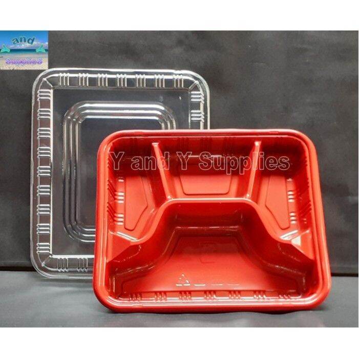 Disposable Bento Boxes 3 / 4 / 5 Compartments; 50 pieces with Lid ...