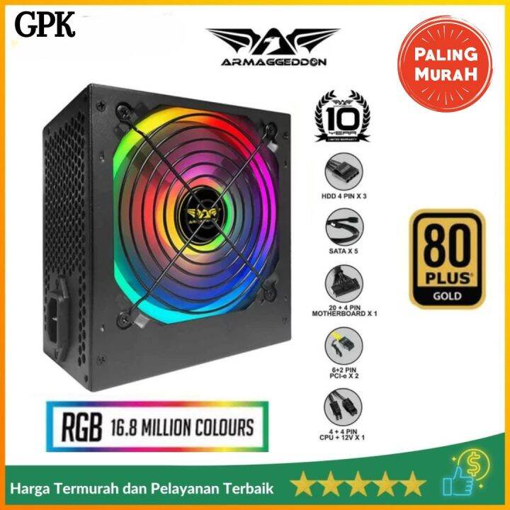 PSU Power Supply ARMAGGEDDON VOLTRON GOLD 600 WATT RGB | PSU 600 WATT | Lazada Indonesia