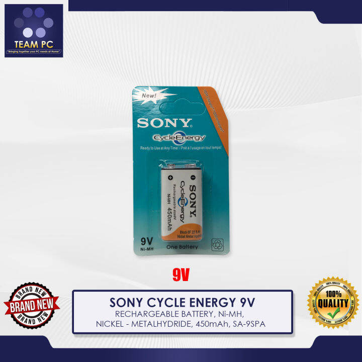 SONY CYCLE ENERGY 9V RECHARGEABLE BATTERY, Ni-MH, NICKEL - METALHYDRIDE ...