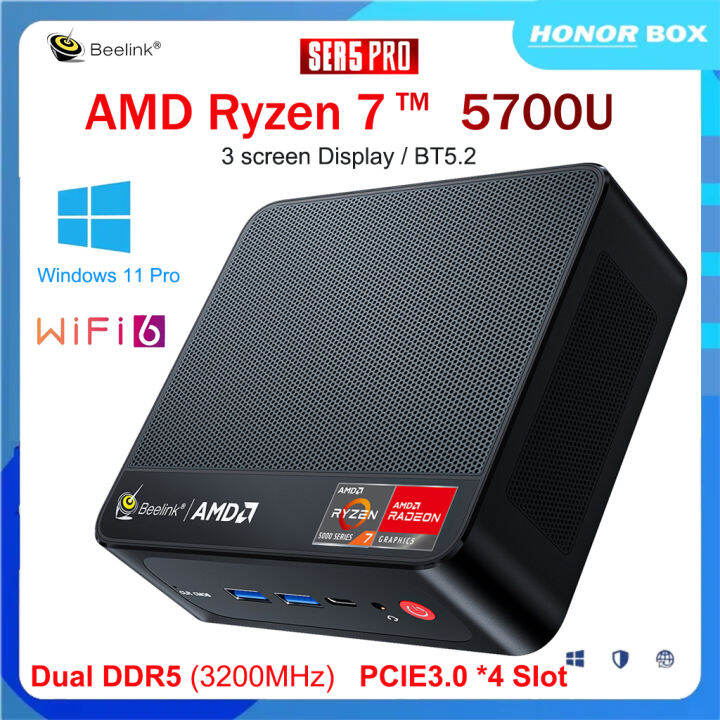 Beelink SER5 AMD Ryzen 7 5700U Mini PC Windows 11 2X DDR4 Pcle3.0 NVMe ...