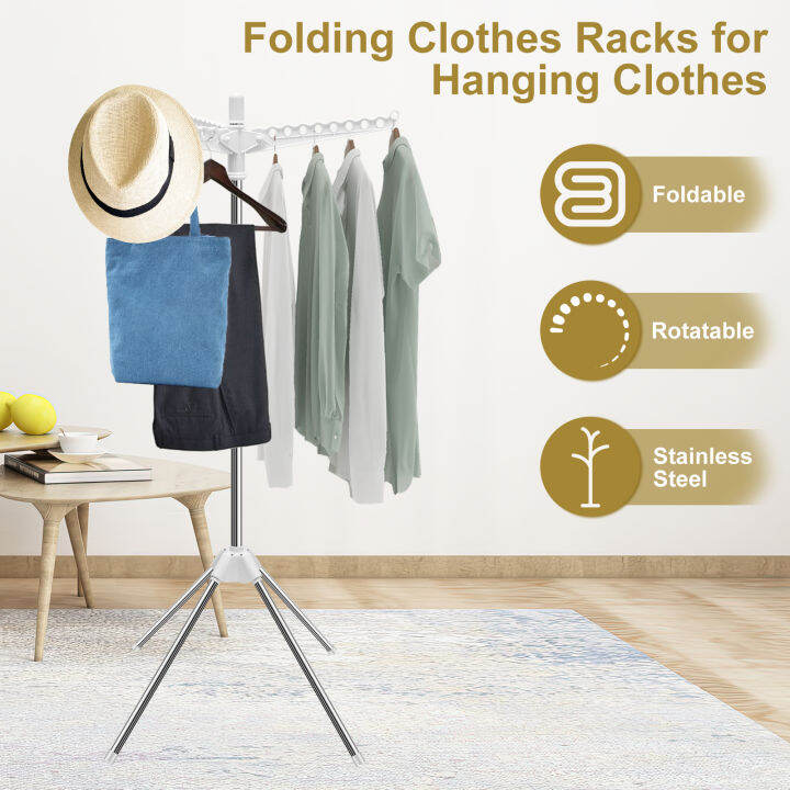 Clothes Drying Rack 55inch Foldable Laundry Drying Rack with 3 360 ...