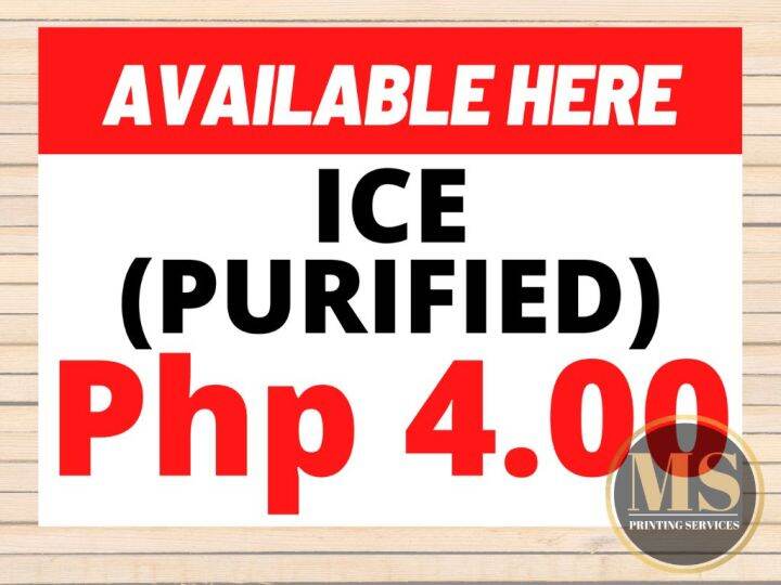 Ice Yelo Ice Tubig Purified Signage (Laminated A4 Size) | Lazada PH