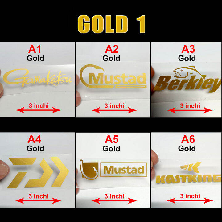 STICKER BAJU GOLD/EMAS BAJU FISHING LOGO ( PU/ VINYL ) MATERIAL ...