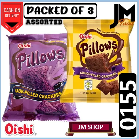 JM FG-0155 | JM Foods | Oishi Pillows Choco Crackers | Ube Crackers 38g | Pack of 3 | Lazada PH