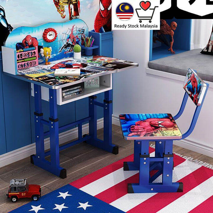 Meja Belajar Kanak-Kanak Kids Study Table with Chair Cartoon Table ...