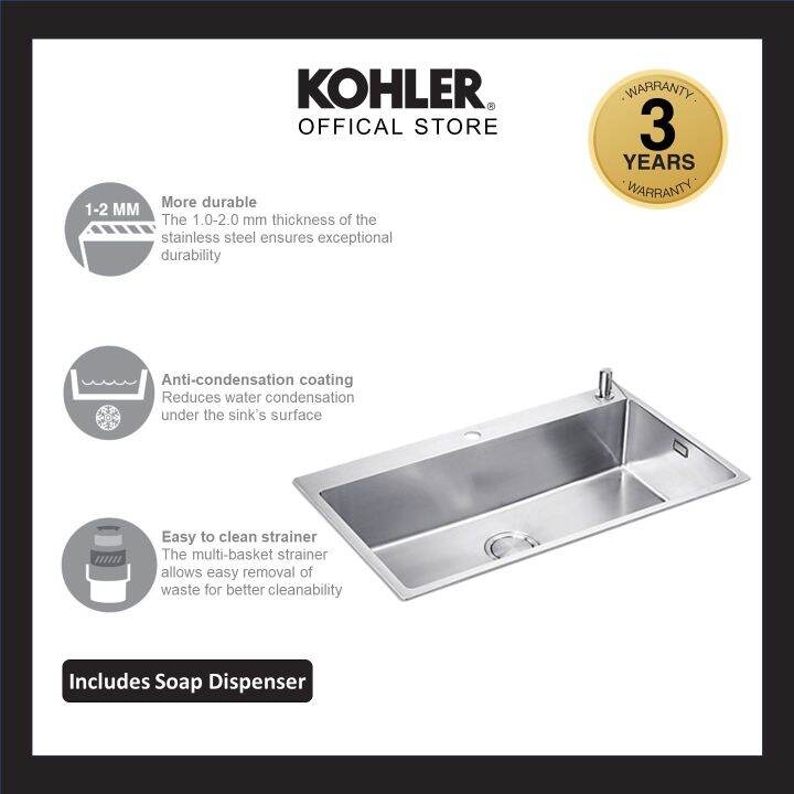(Bulky) KOHLER Ladena Single/Double Bowl Kitchen Sink K-23846T-2HD-NA / K-23847T-2HD-NA | Lazada ...