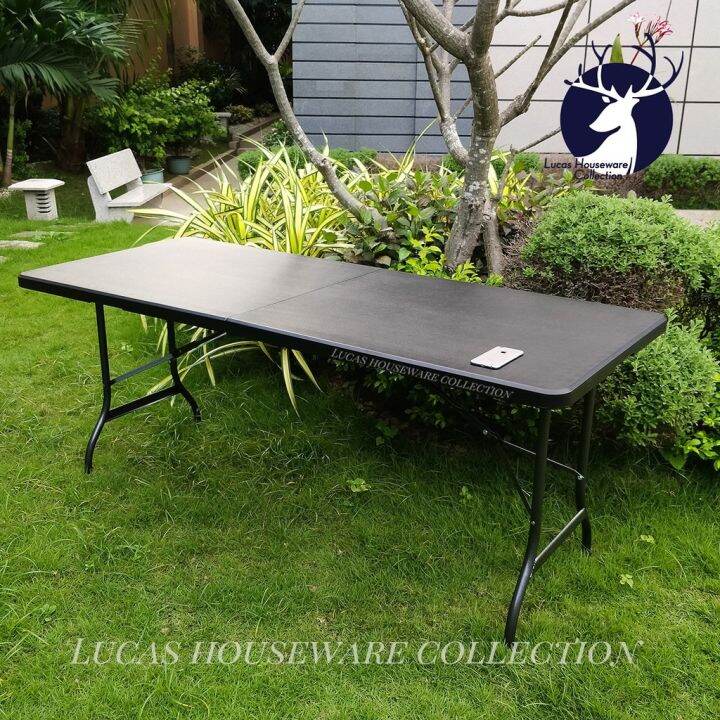 PORTABLE FOLDING TABLE (6FT) RECTANGULAR (BLACK BROWN WHITE) FOLD IN ...