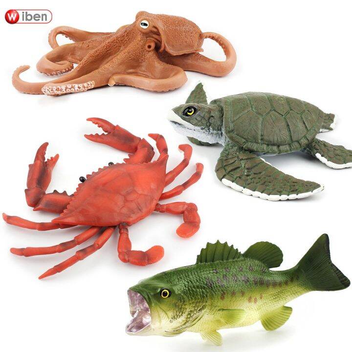 Simulation marine life octopus sea turtle large mouth bass crab model ...