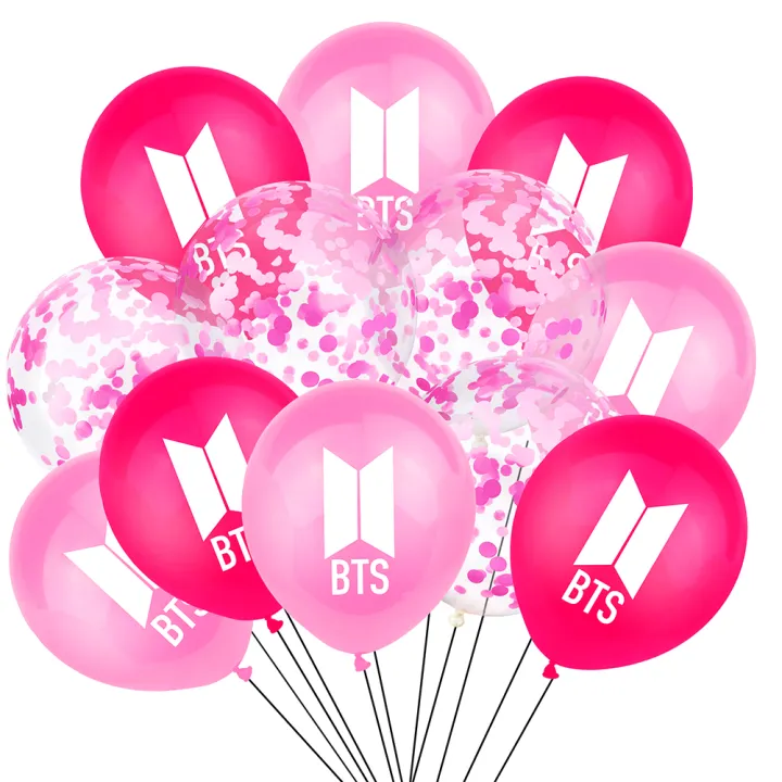 【ZNBY】 15pcs BTS Latex Balloons Confetti Balloons set Birthday fan ...