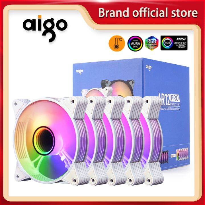 【Windmill house】 Aigo AR12PRO white Computer Case fan ventoinha PC 120mm rgb 4pin PWM Cooling ...